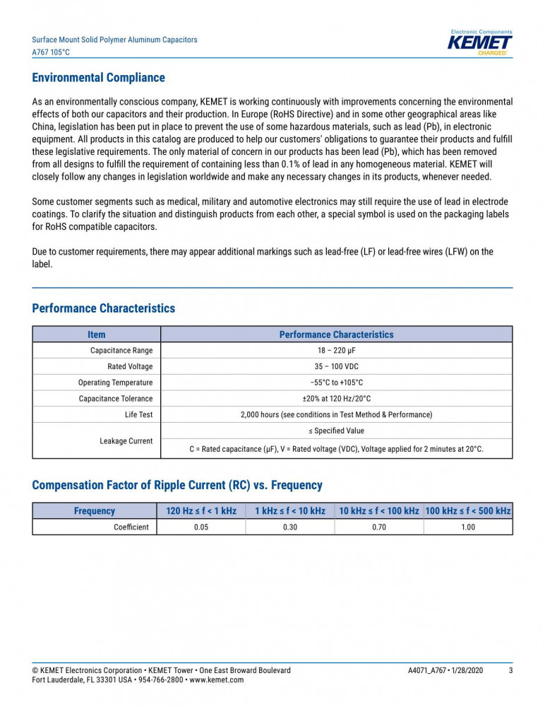 KEMET A767 documentation page 3