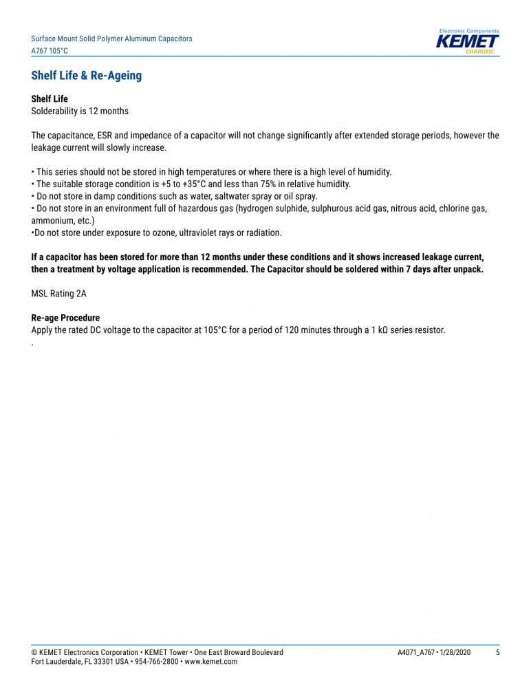 KEMET A767 documentation page 5