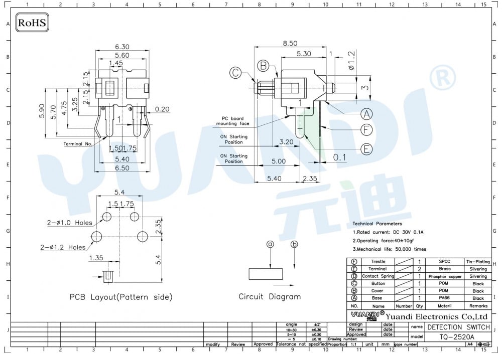 Yuandi TQ-2520A product drawing