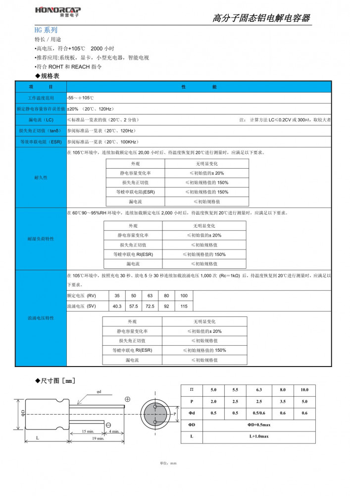 Honor Elec HG series datasheet page 1