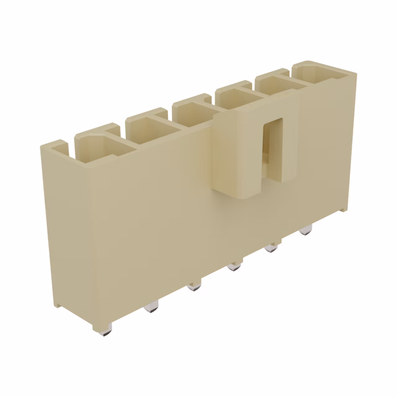 Mega-Fit ColorLock Vertical Header, 5.70mm Pitch, Single Row, 6 Circuits, Matte Tin (Sn) Plating, Glow-Wire Capable, Tray, Natural for sale