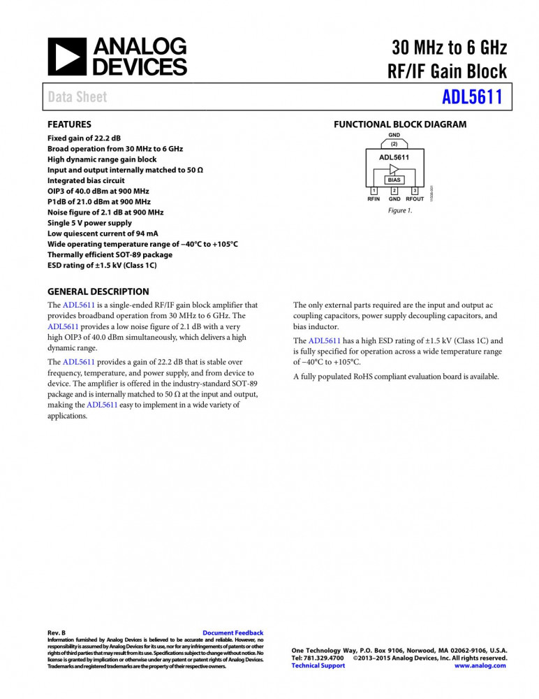 ADL5611 datasheet page 1