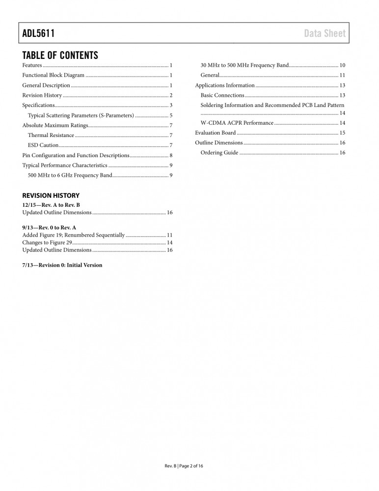 ADL5611 datasheet page 2