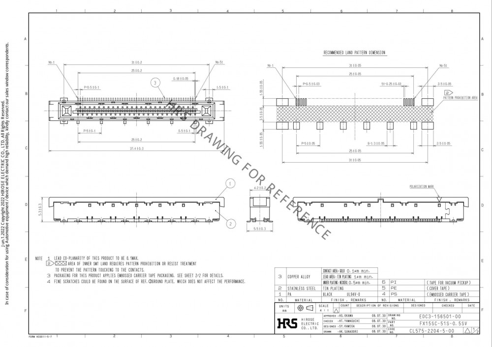 HRS FX15SC-51S-0.5SV drawing page 1