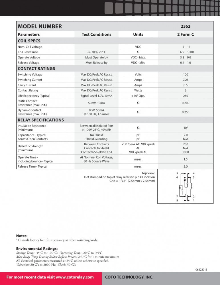 COTO 2362-05-000 datasheet page 2