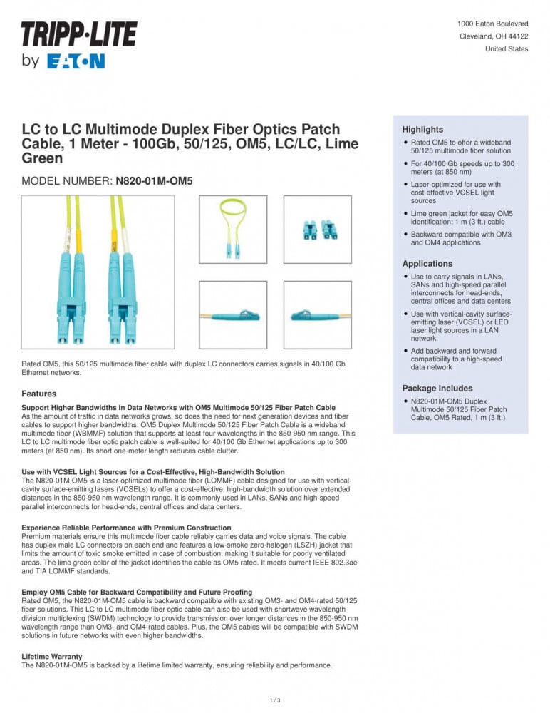 N820-01M-OM5 technical document page 1
