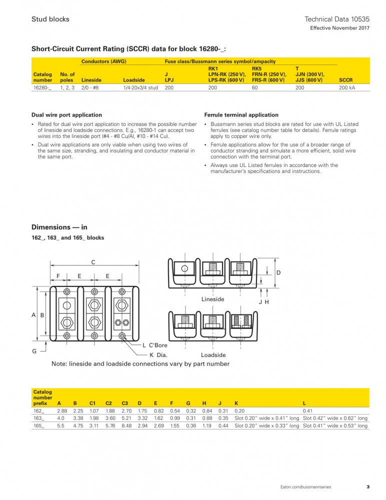Eaton Bussmann stud blocks document page 3