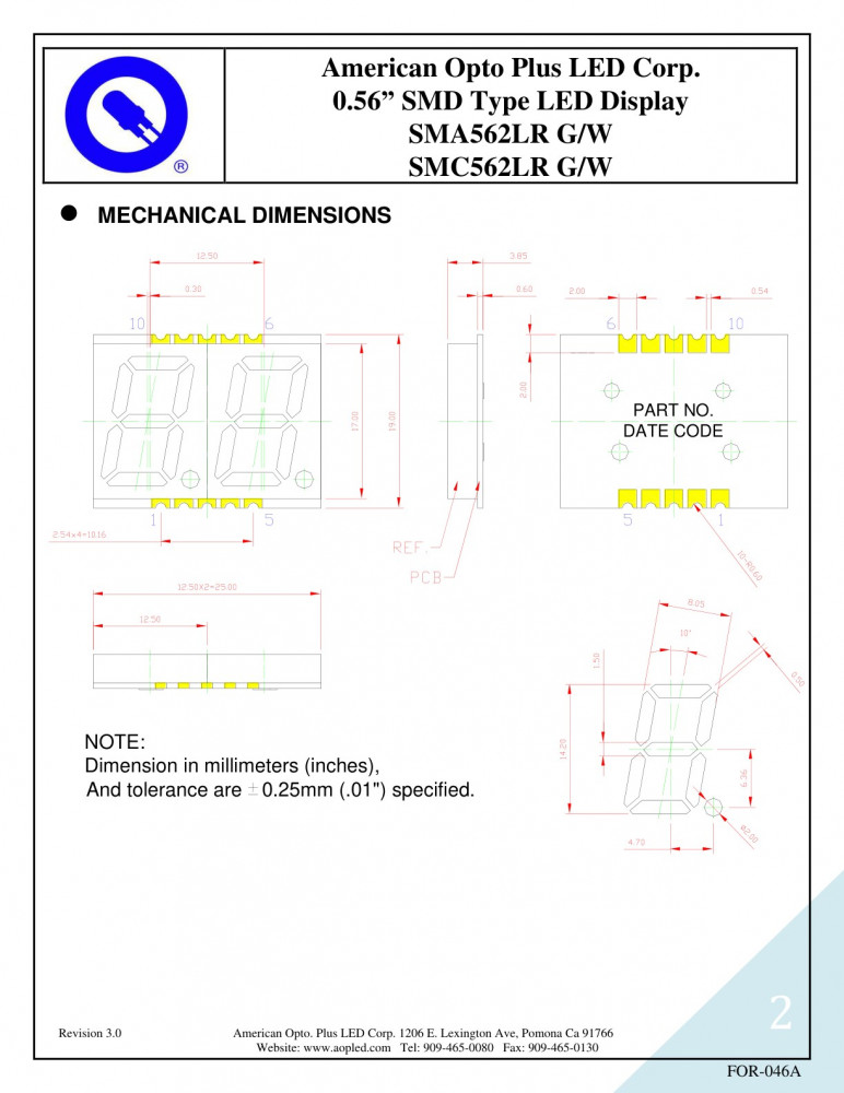 SMA562LR technical document page 2