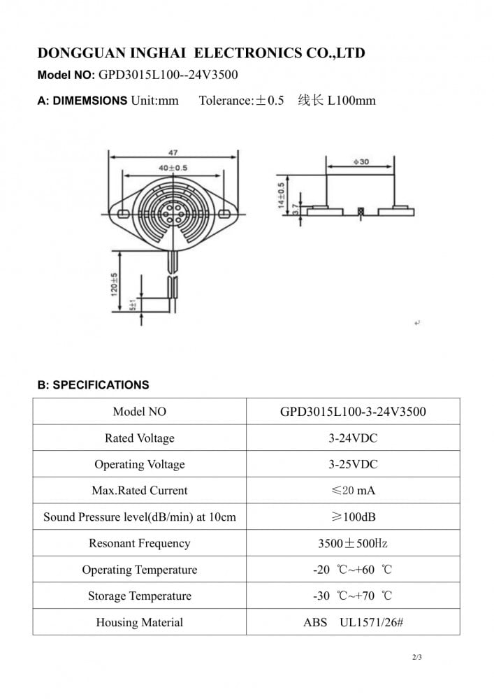 GPD3015L100-5V3500 specification approval document page 2