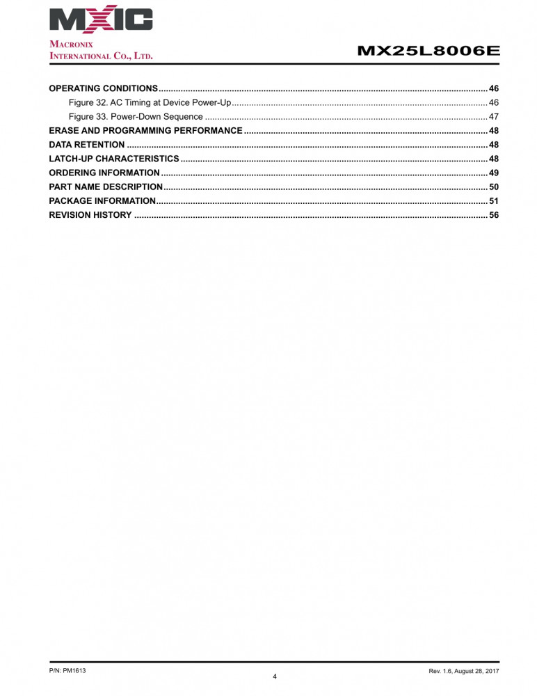MX25L8006E datasheet page 4