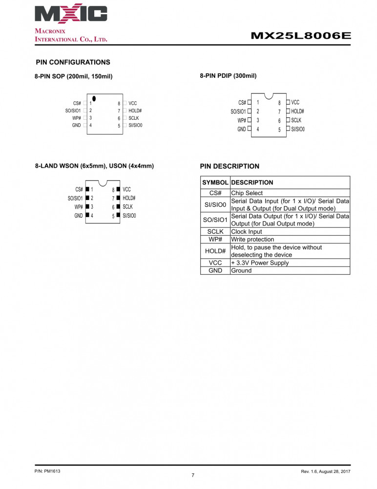 MX25L8006E datasheet page 7