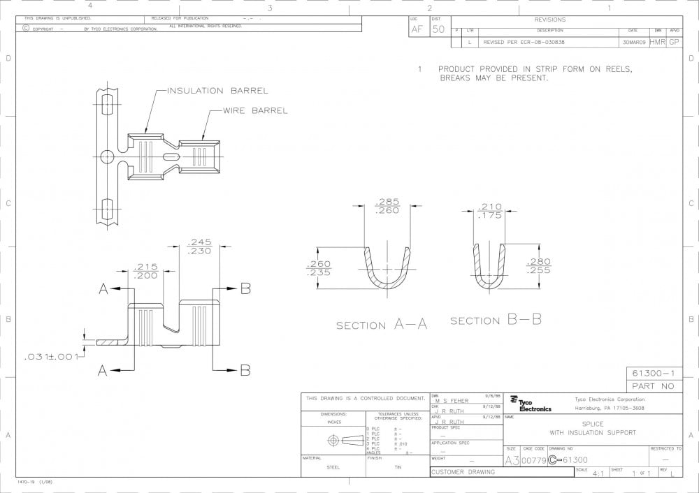 TE Connectivity 61300-1 controlled drawing preview