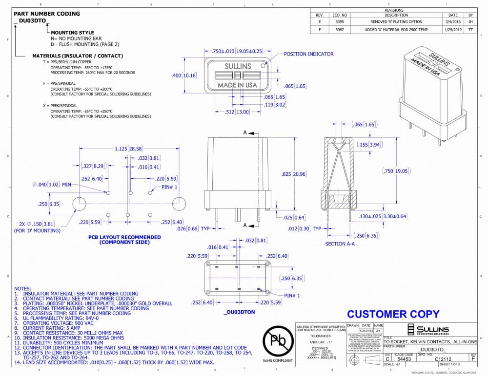 Sullins TDU03DTON datasheet page 1