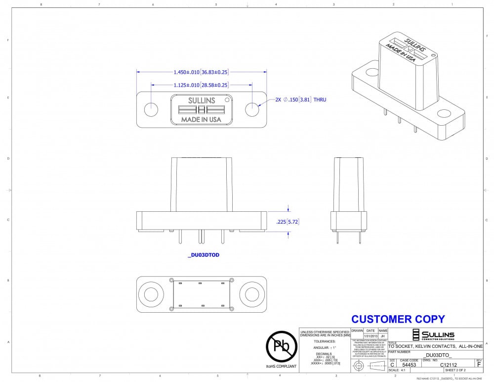 Sullins TDU03DTON datasheet page 2