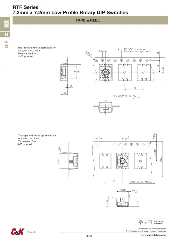 C&K RTF series technical document page 4