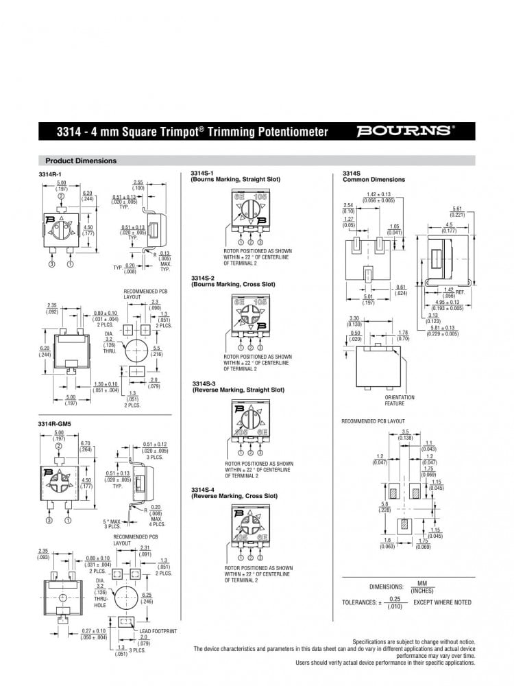 BOURNS 3314 series datasheet page 2