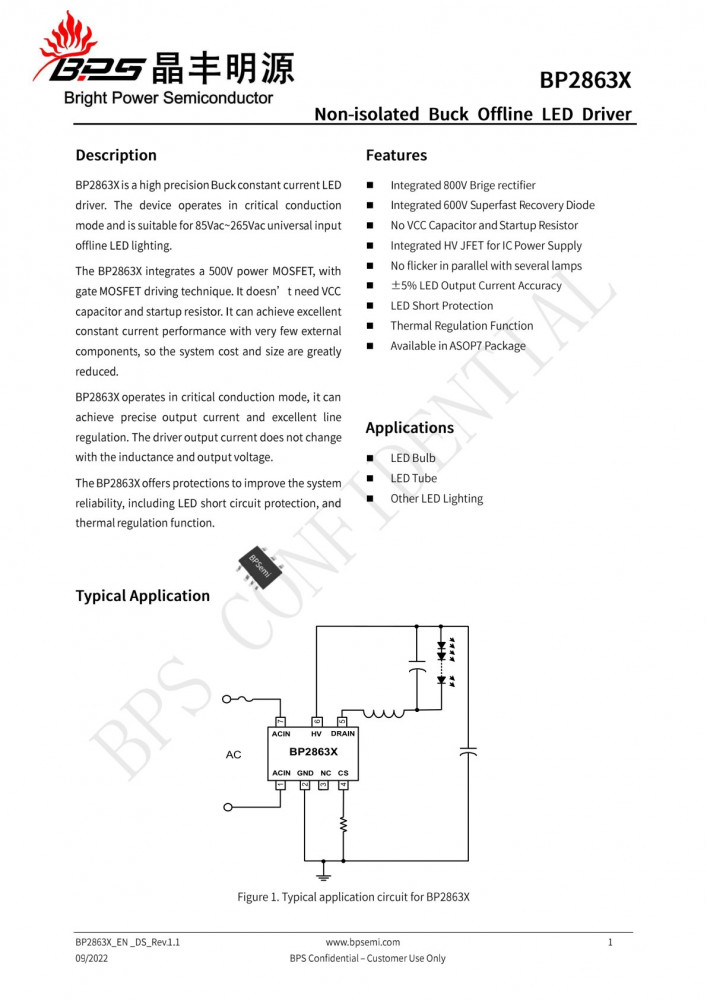 BP2863X datasheet page 1