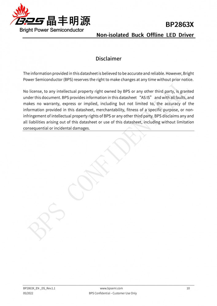 BP2863X datasheet page 3