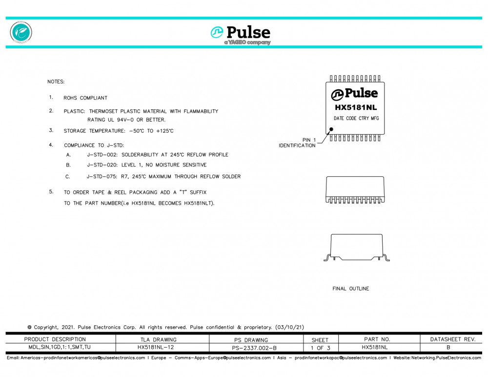 HX5181NL datasheet page 1