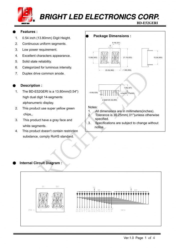 BD-E52GERI technical document page 1