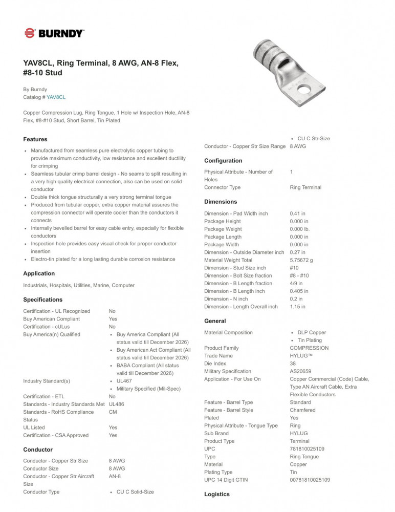 YAV8CL technical document image, page 1