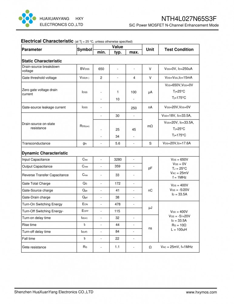 NTH4L027N65S3F-HXY datasheet page 2