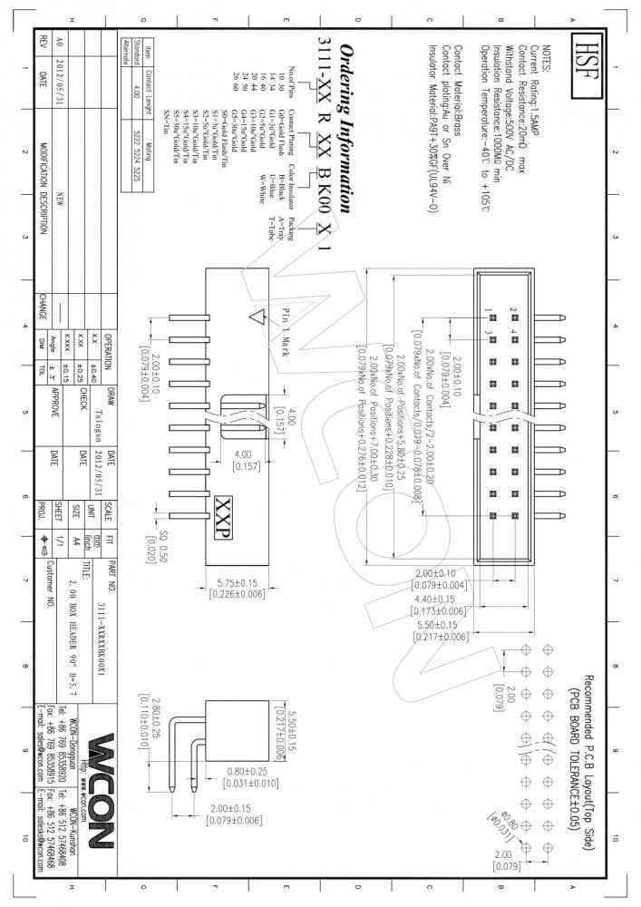 Wcon 3111-20RG0BK00T1 technical drawing preview