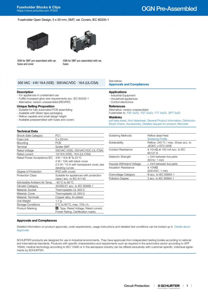 SCHURTER 0031.8264 technical document page 1