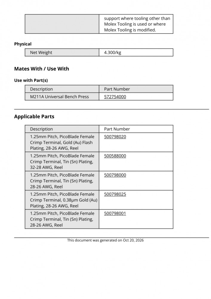 MOLEX 570673700 technical document preview, page 3