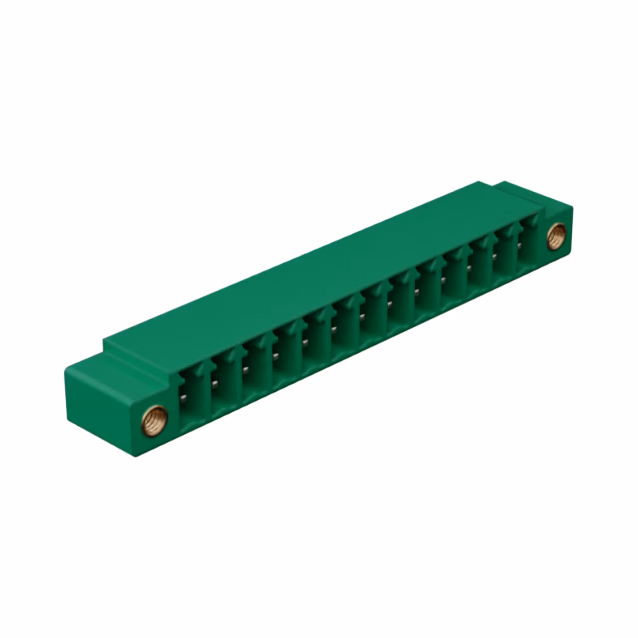 3.81mm Pitch Eurostyle Right-Angle PCB Header, with Threaded Retention Inserts, Green Housing, 13 Circuits for sale