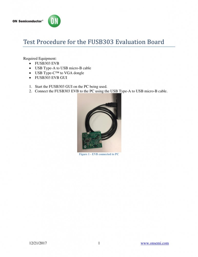 FUSB303 evaluation board test procedure page 1