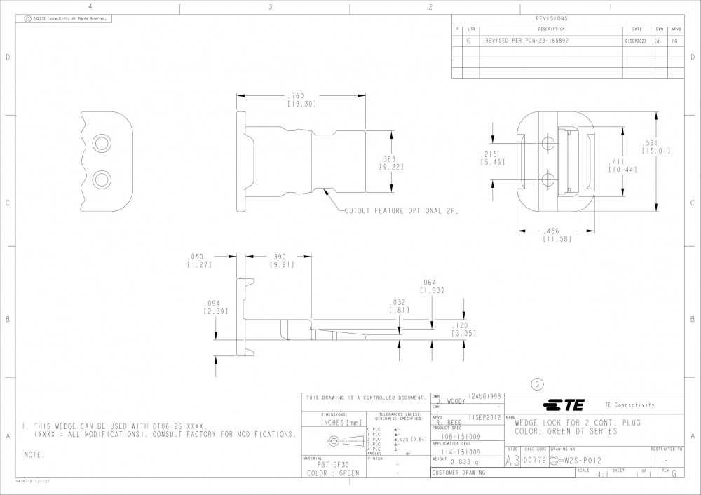 DEUTSCH W2S-P012 controlled drawing preview