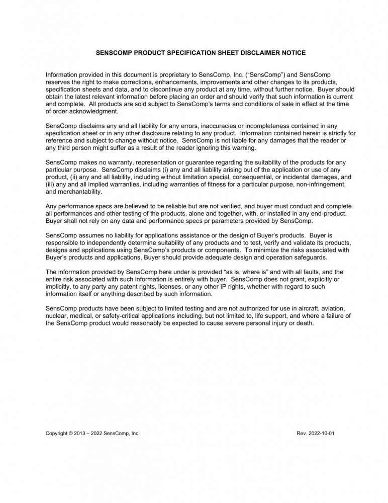 SensComp SonaSwitch MINI-S product documentation page 4