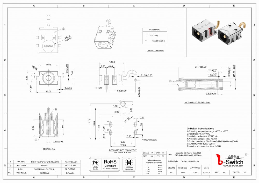 G-Switch DC-S012B-D025-15A technical document