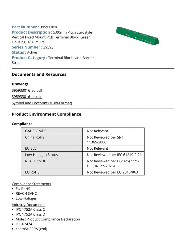 Technical document page 1 for model 395933016