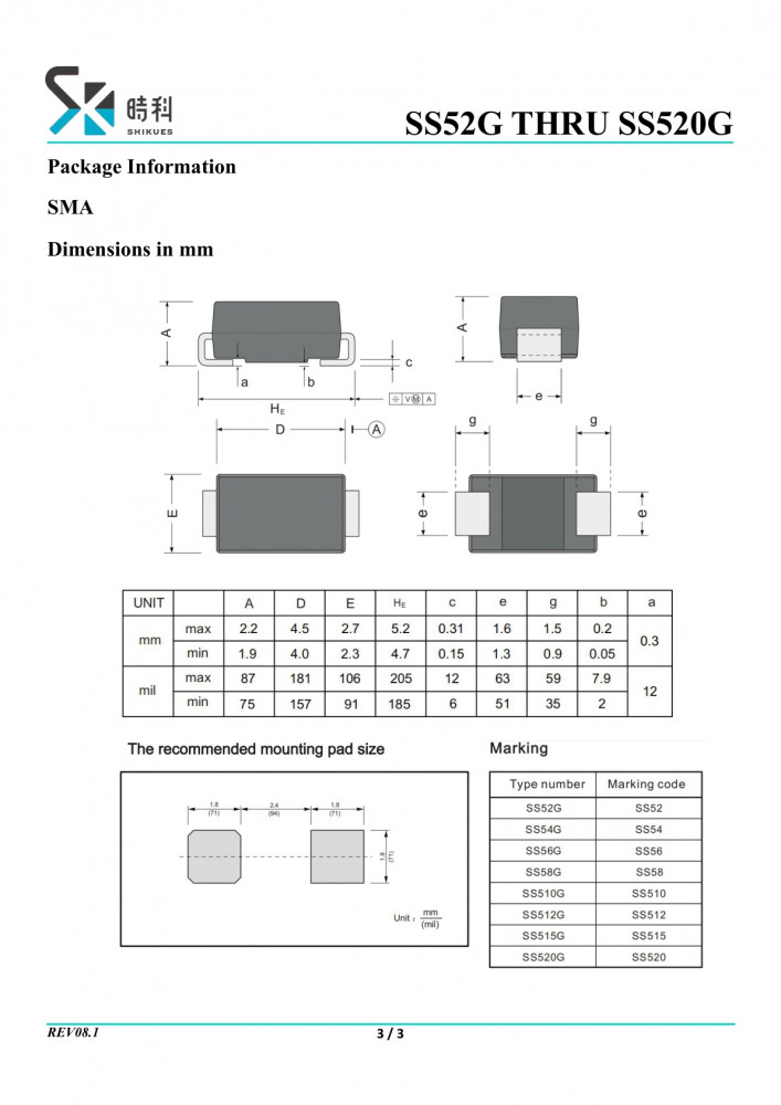 SS520G datasheet page 3