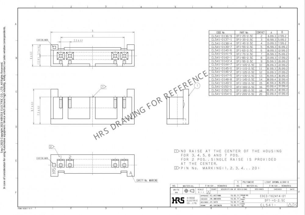 HRS DF1-6S-2.5C technical drawing preview