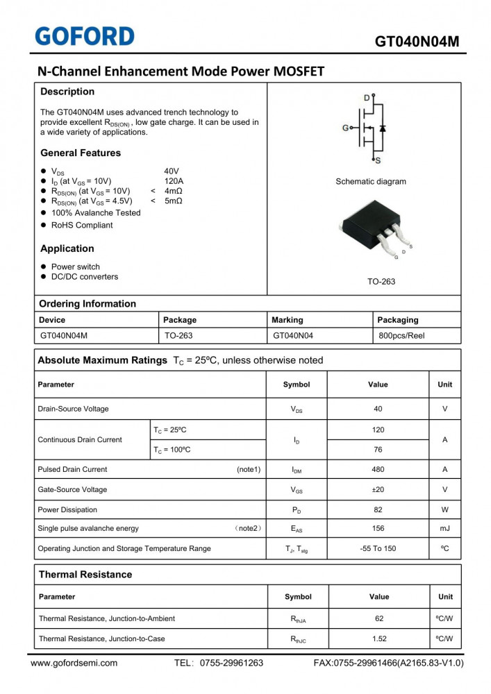GT040N04M datasheet page 1