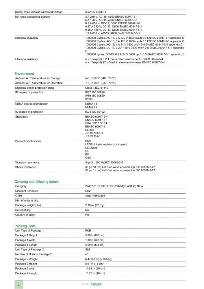 XB5AA711237 technical document page 2