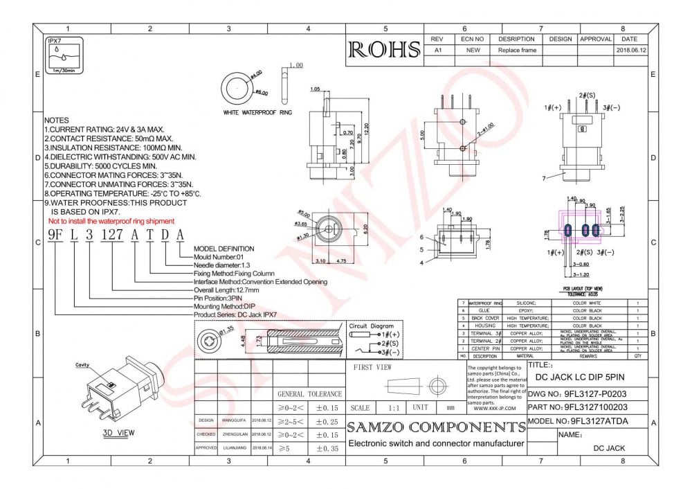 SAMZO 9FL3127ATDA technical drawing