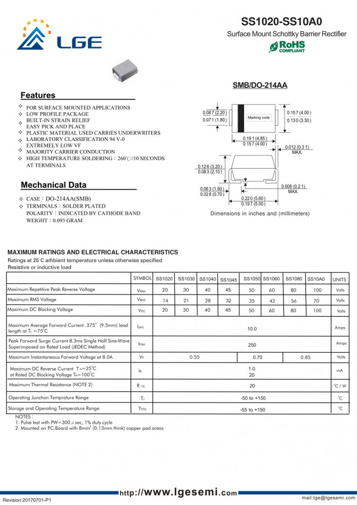 LGE SS1045 datasheet page 1