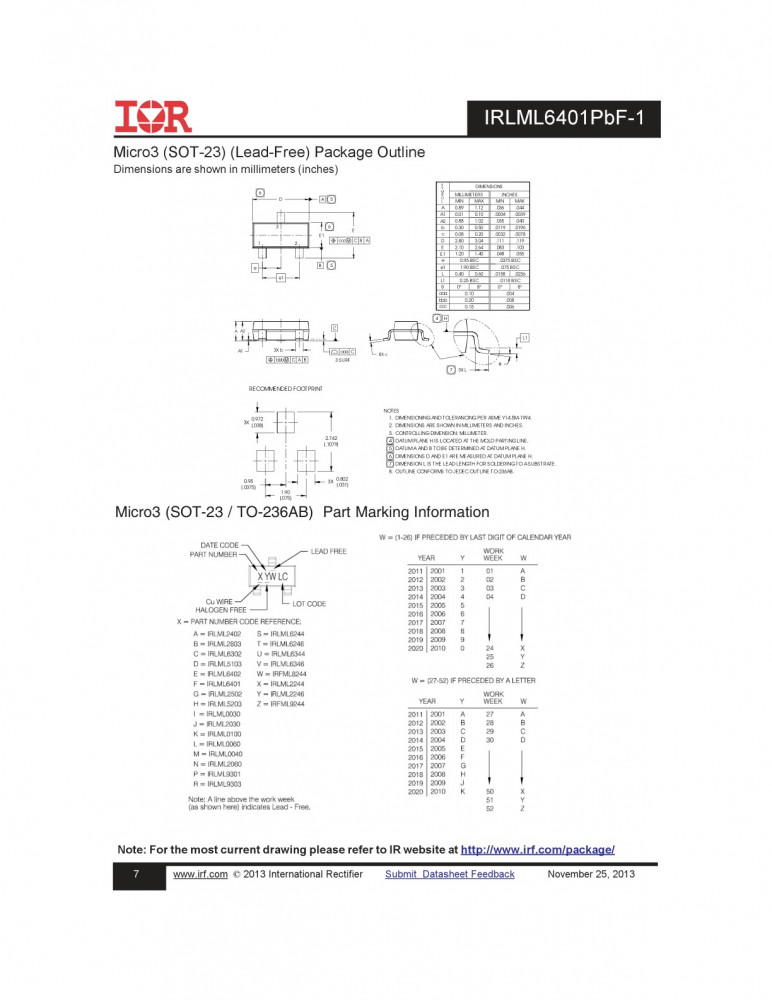 IRLML6401TRPBF datasheet page 7