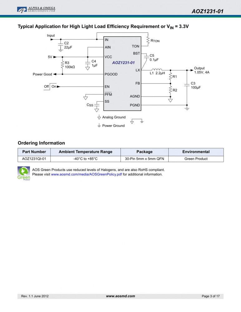 AOZ1231QI-01 datasheet page 3
