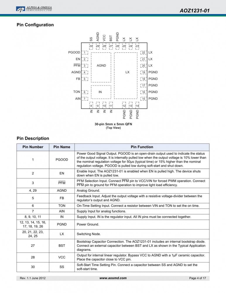 AOZ1231QI-01 datasheet page 4