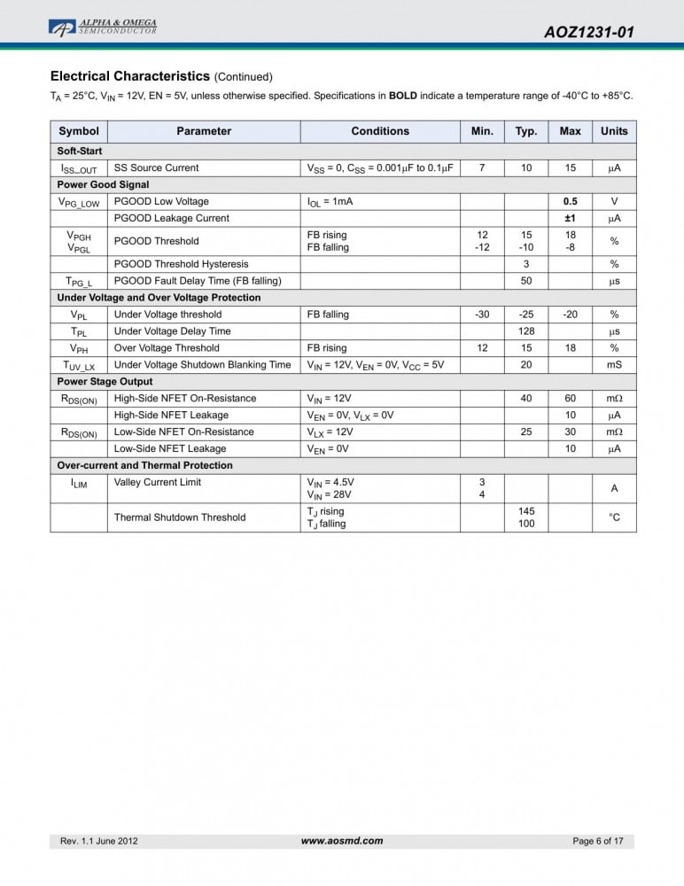 AOZ1231QI-01 datasheet page 6