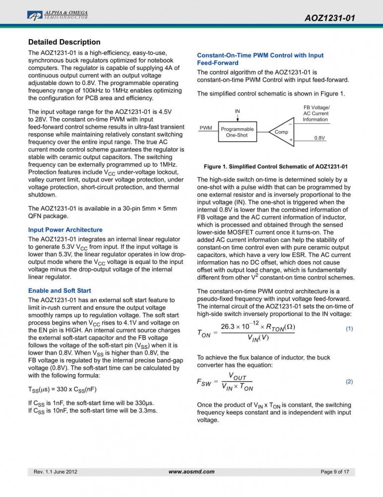 AOZ1231QI-01 datasheet page 9