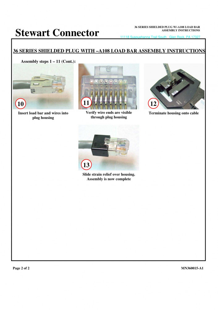 Bel Fuse 36 Series shielded plug A108 assembly instructions page 2