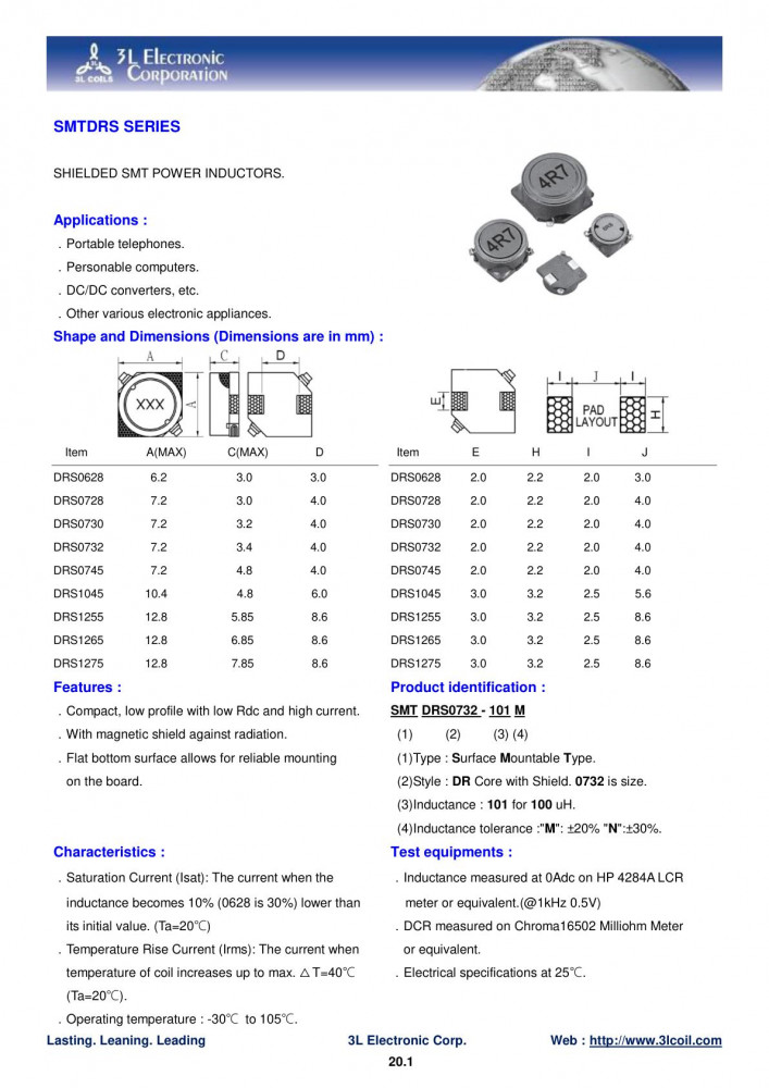 SMT DRS series technical document, page 1