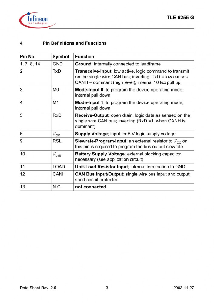 TLE6255G datasheet page 3