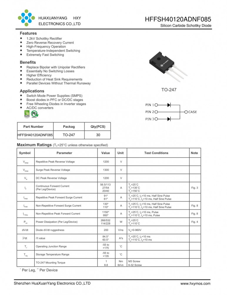 HFFSH40120ADNF085 datasheet page 1
